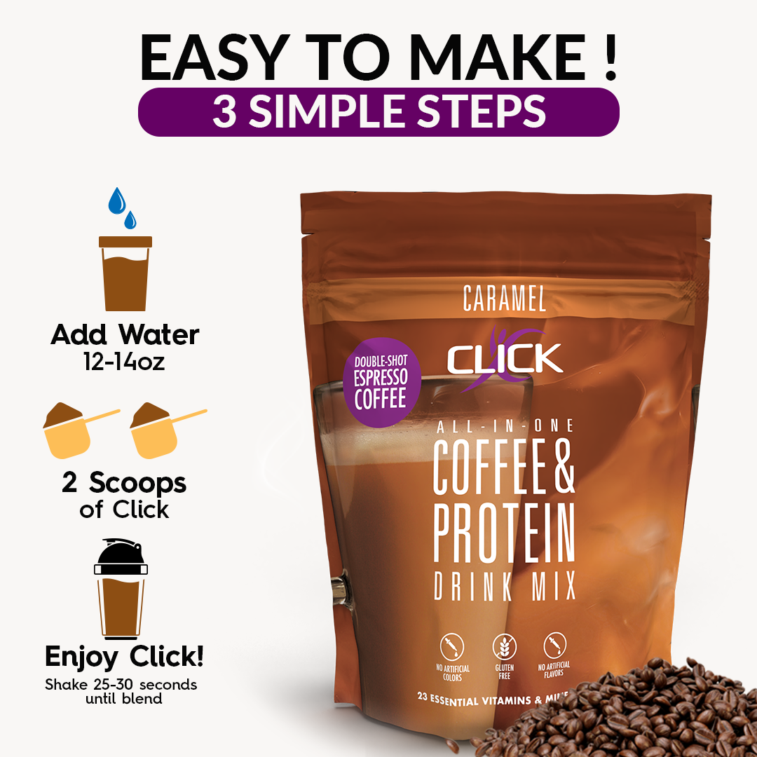 CLICK Coffee Protein Powder Meal Replacement, Vanilla Latte Flavor