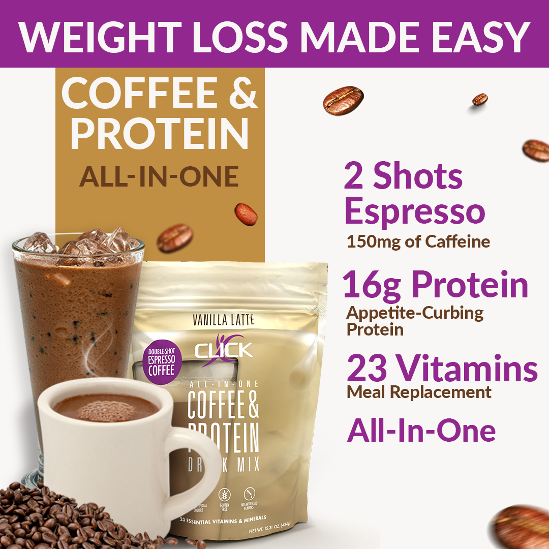 CLICK Coffee Protein Powder Meal Replacement, Caramel Flavor